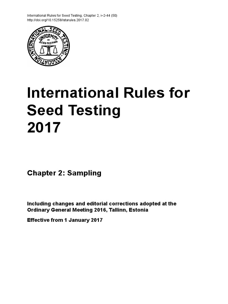 ISTA Rules 2017 02 Sampling | PDF | Sampling (Statistics) | Seed