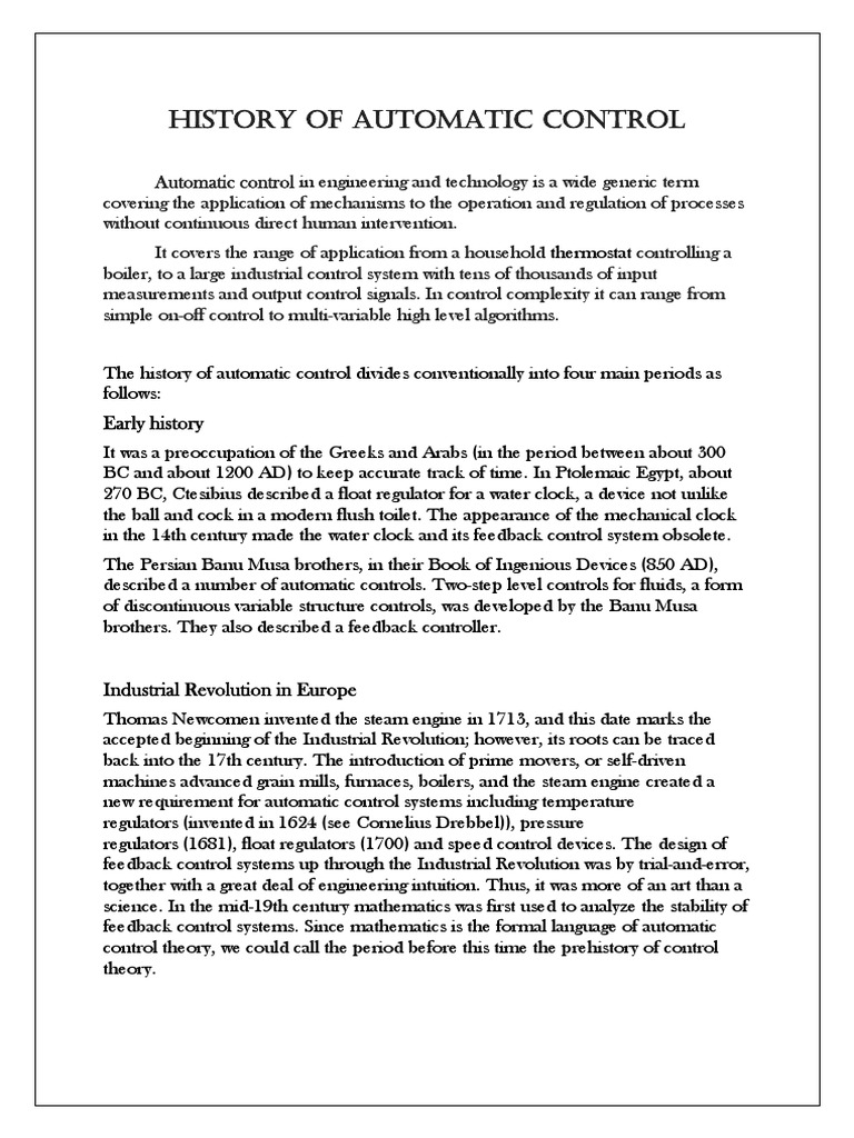 History of ACE | PDF | Automatic Control | Control Theory