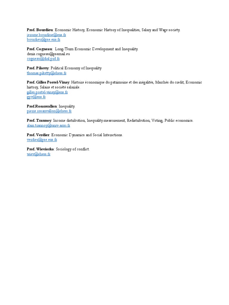 Lista Professori EHESS | PDF