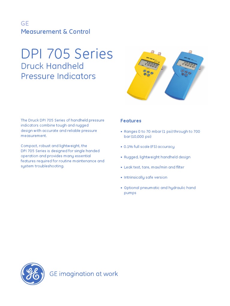 Dpi 705 Datasheet English | PDF | Calibration | Pressure