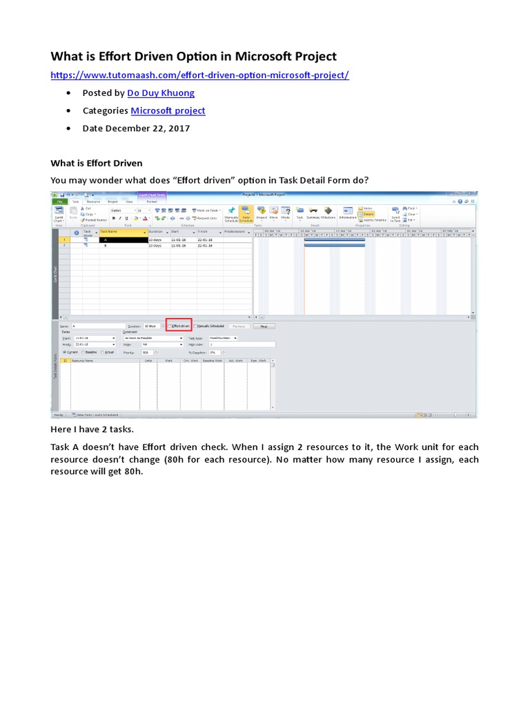 Effort Driven Option in MS Project | PDF | Art
