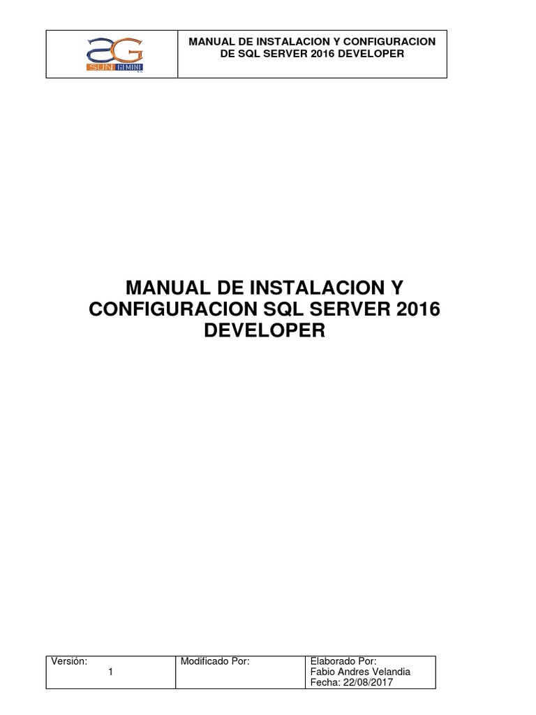Manual para La Configuración de SQL Server 2016 Developer 2016 ...