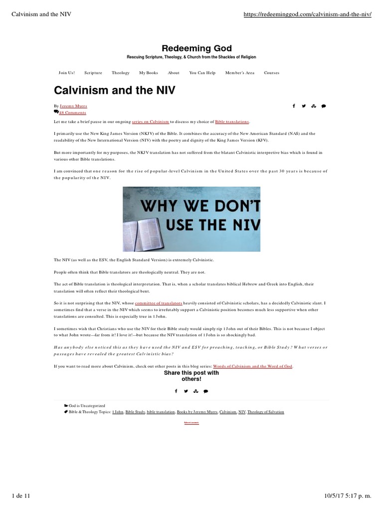 Calvinism and The NIV New International Version | PDF | New King James ...