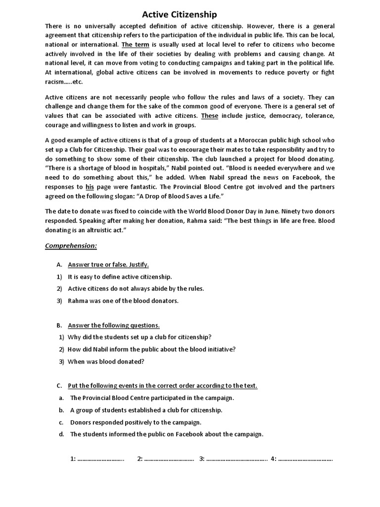 Reading Passage | PDF | Citizenship | Public Sphere