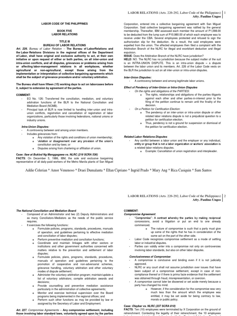 Labor Relations Overview by Paulino Ungos | PDF | Trade Union | Mediation