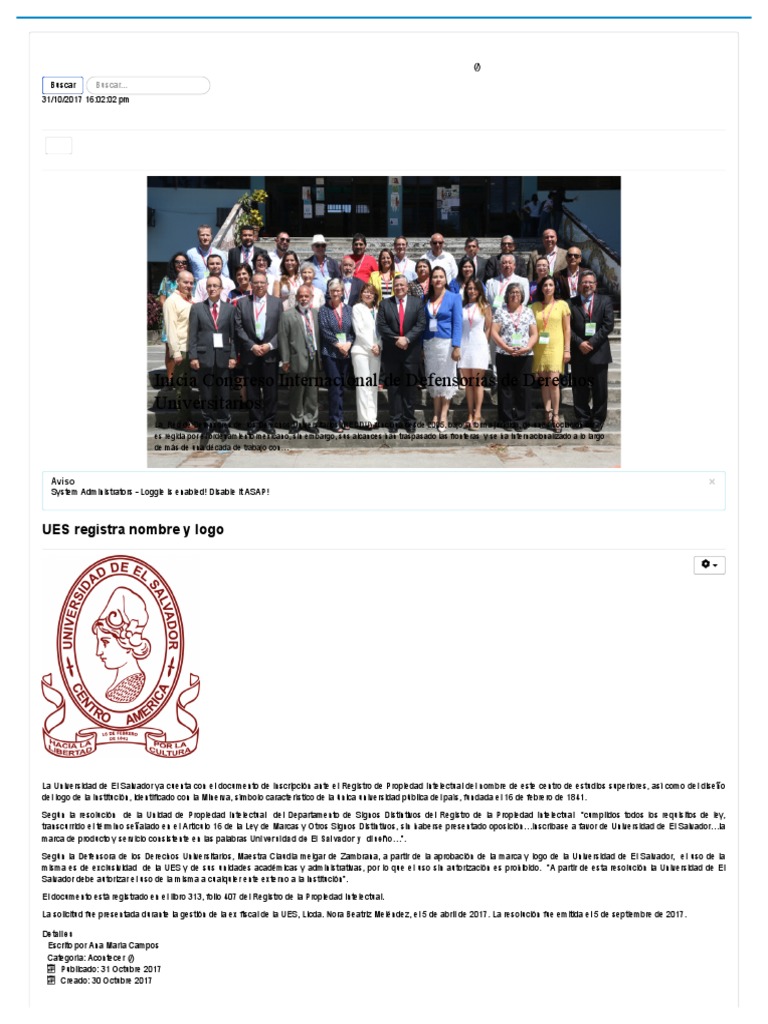 UES Registra Nombre y Logo | PDF | Propiedad intelectual | El Salvador