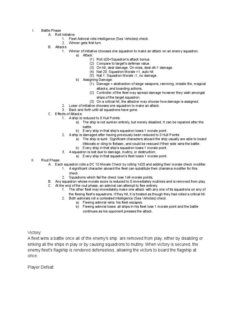 5E Homebrew Fleet Combat Rules (Reference) | PDF | Battles | Ships