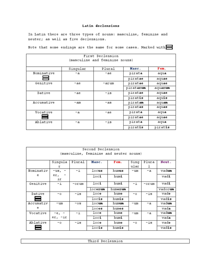 Latin Declensions | PDF | Grammatical Number | Linguistic Morphology