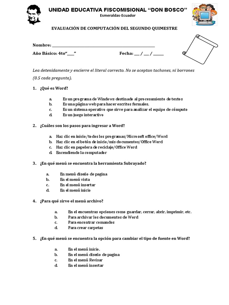 Evaluacion de Computacion | PDF | Microsoft Word | Point and Click