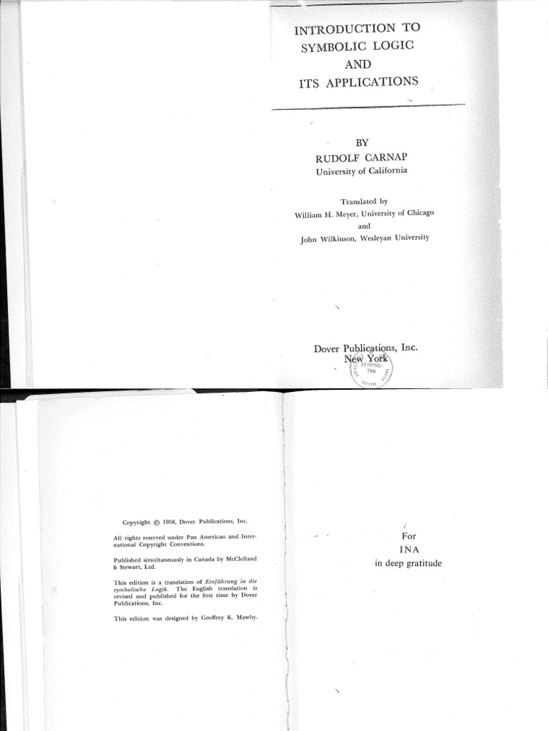 Carnap, Rudolf - Introduction To Symbolic Logic and Its Applications | PDF