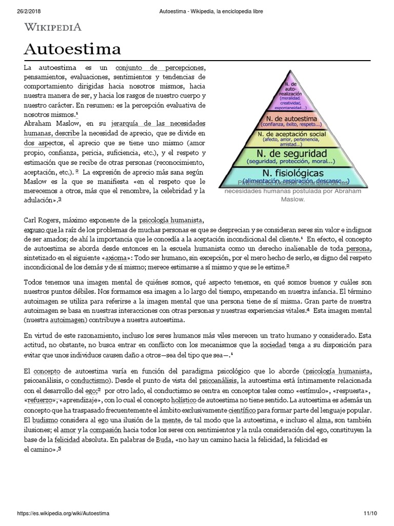 Autoestima - Wikipedia, La Enciclopedia Libre | PDF | Amor | Sicología