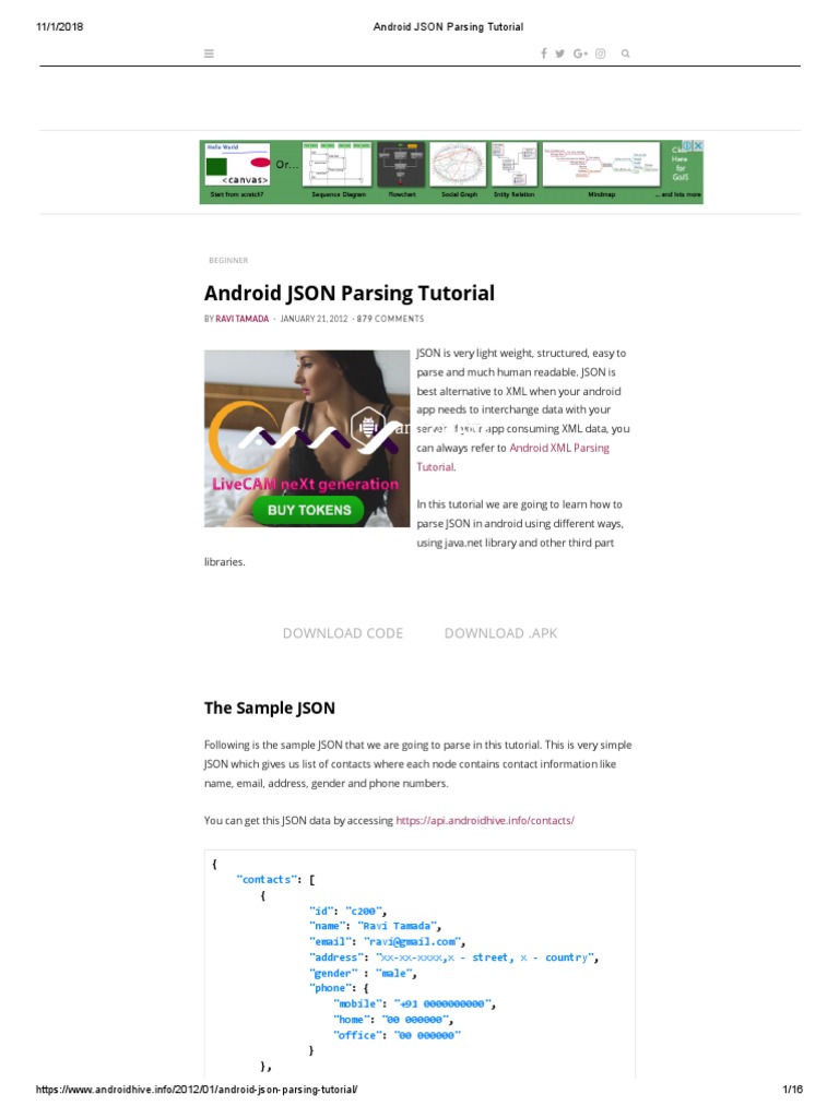 Android JSON Parsing Tutorial | Download Free PDF | Json | Android (Operating System)