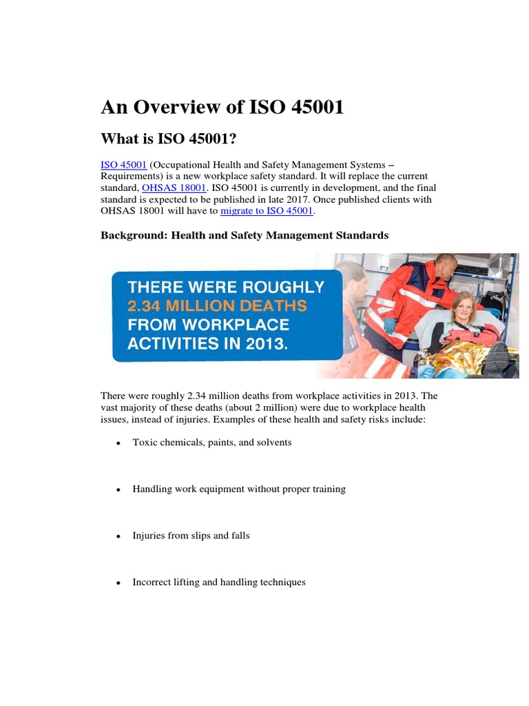 An Overview of ISO 45001 | PDF | Occupational Safety And Health | Safety