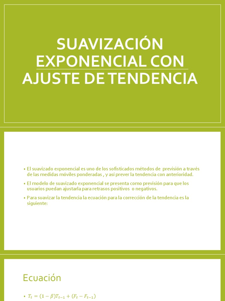 Suavización exponencial con ajuste de tendencia | Matemáticas | Prueba ...