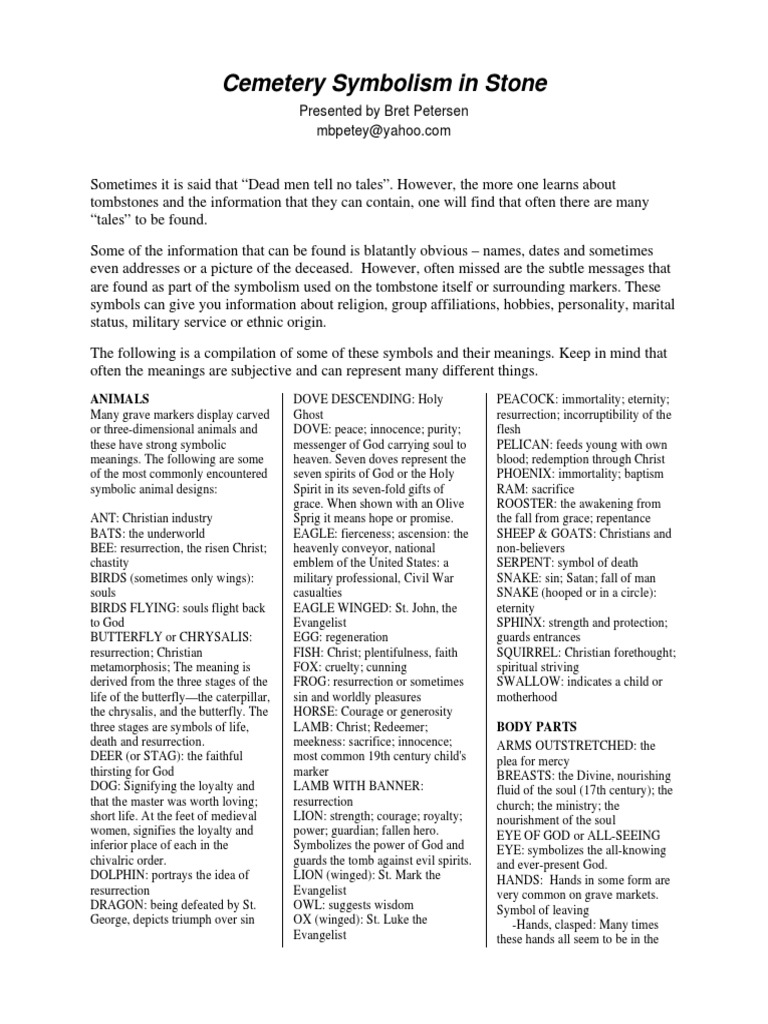 Understanding Cemetery Symbols | PDF | Wreath | Jesus