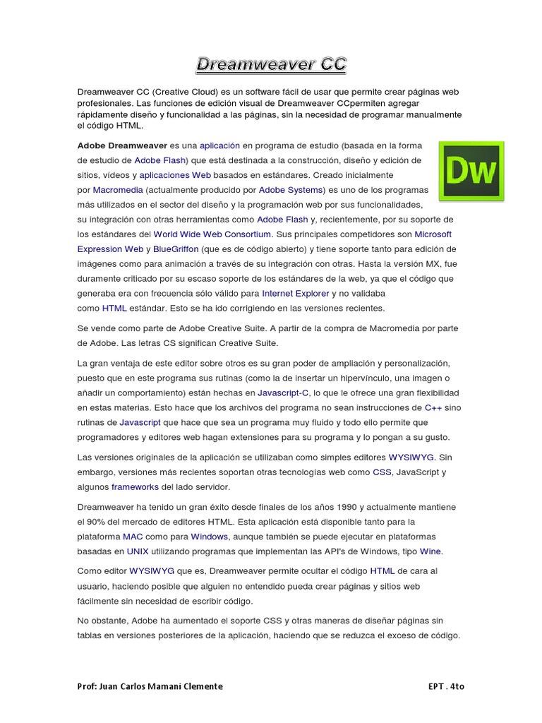 Dreamweaver CC | PDF | Adobe Dreamweaver | Desarrollo de software