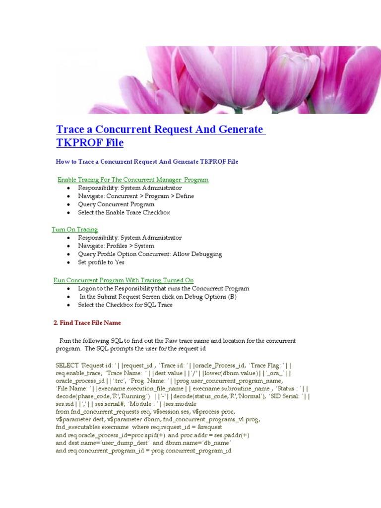 How To Trace A Concurrent Request and Generate TKPROF File | PDF | Databases | Oracle Database