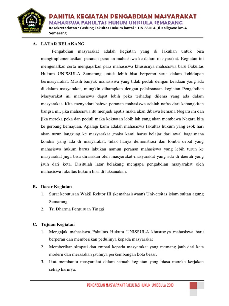 Contoh Proposal Pengabdian Masyarakat | PDF