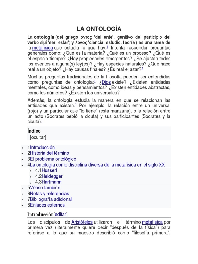 La Ontología | PDF | Ontología | Interpretación (filosofía)