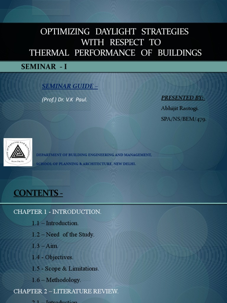 Optimizing Daylight Strategies With Respect To Thermal Performance of Buildings | Download Free ...