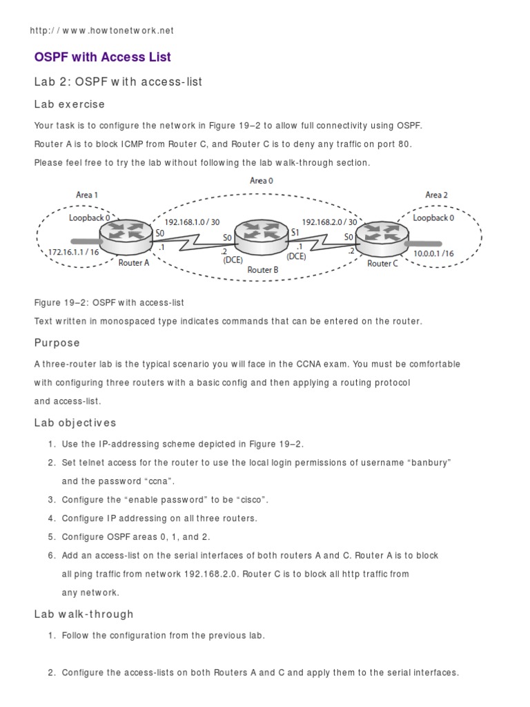 OSPF With Access List | PDF | Router (Computing) | Communications Protocols