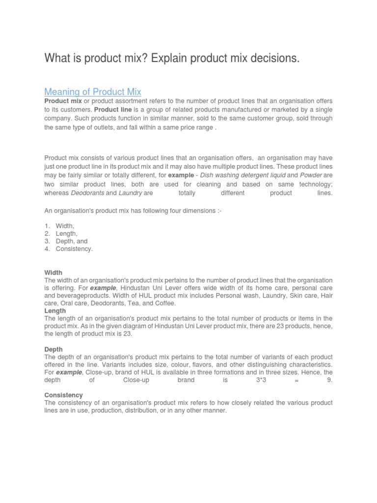 What Is Product Mix | PDF