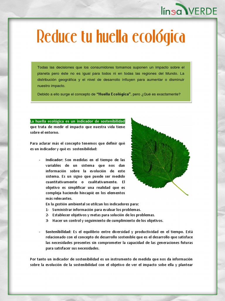 Reduce Tu Huella Ecologica PDF | PDF | Huella de carbono | Sustentabilidad