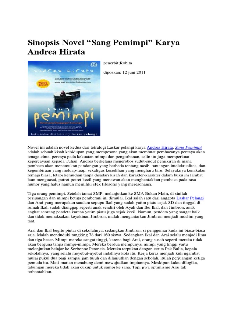 Sinopsis Novel Sang Pemimpi Andrea Hirata | PDF