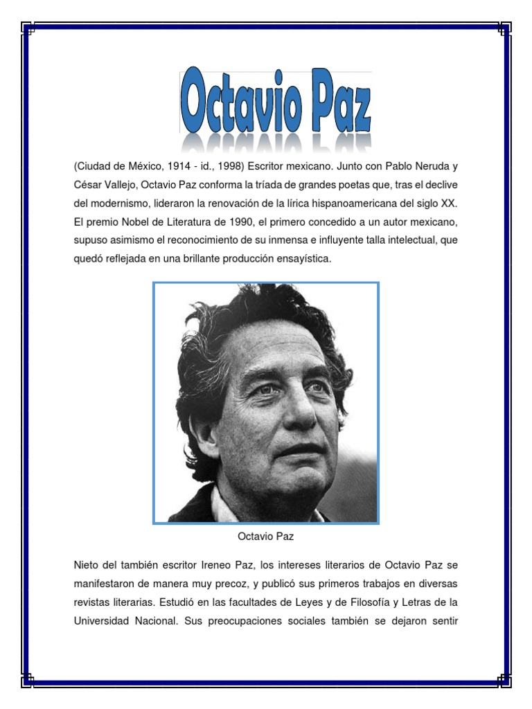 Biografia Octavio Paz | Poesía | Science