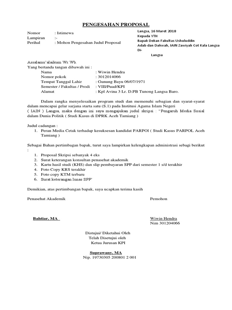 Pengesahan Proposal1 | PDF