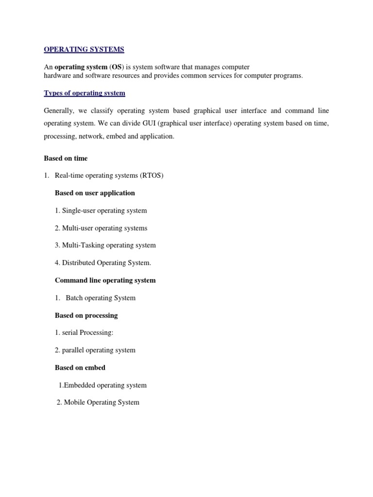 Types of Operating Systems | PDF | Operating System | Real Time Computing