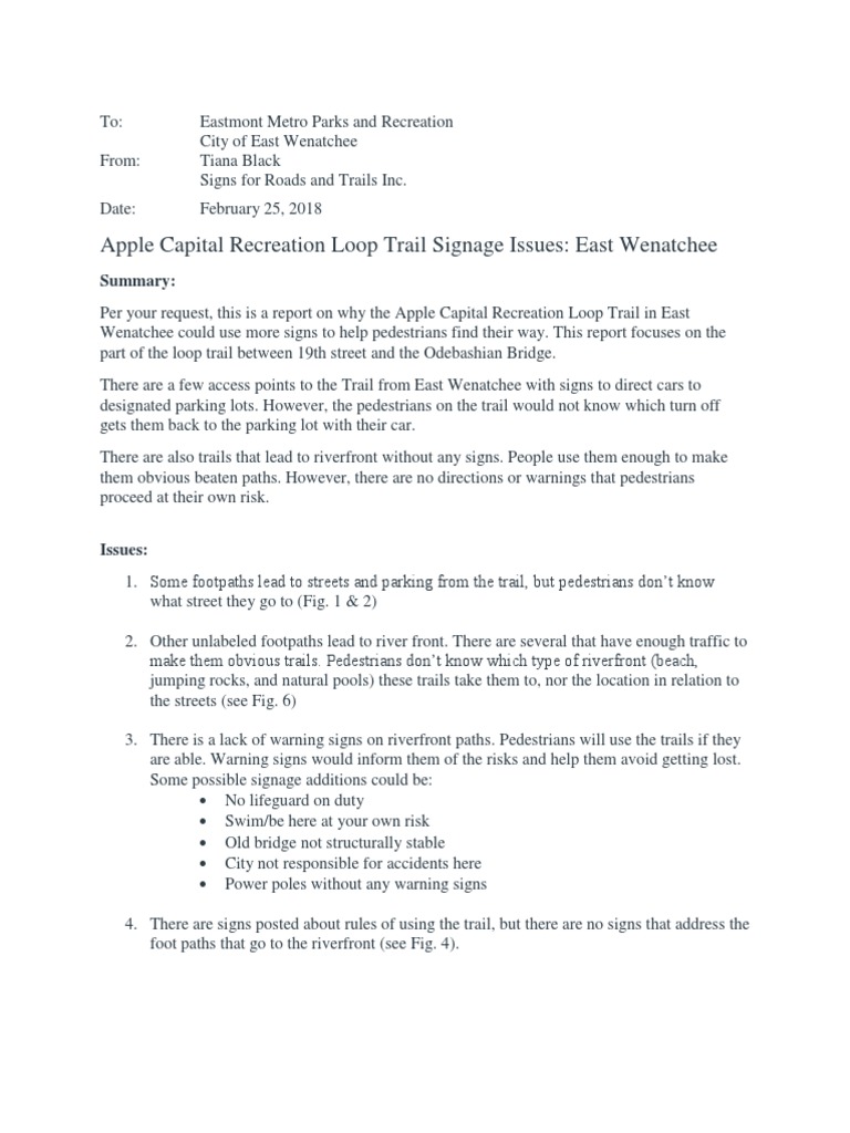 Loop Signage Report | PDF | Trail | Pedestrian
