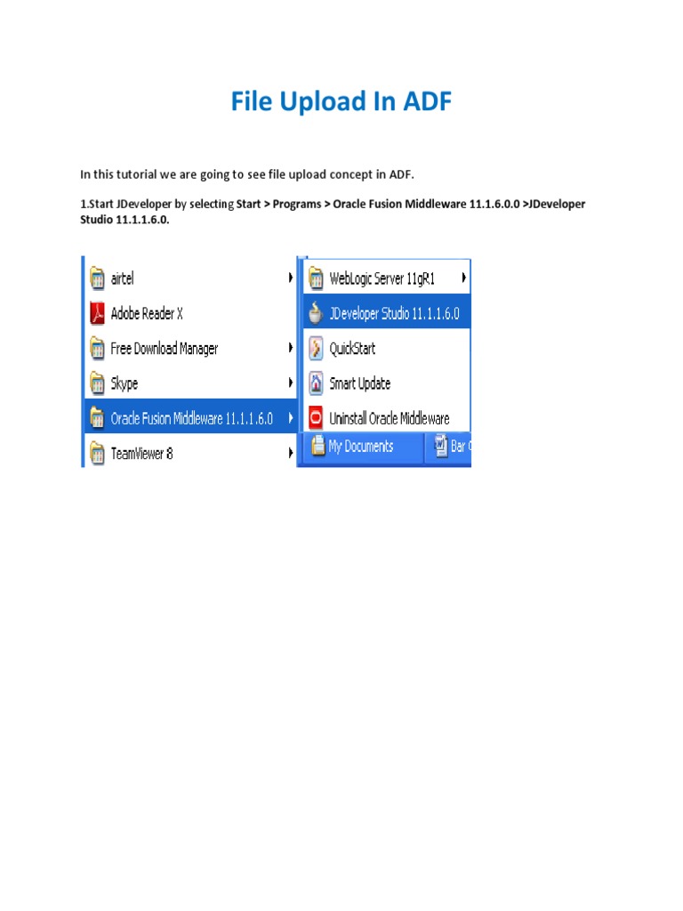 ADF File Upload Tutorial Guide | PDF | Java (Programming Language ...