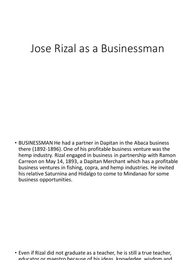Jose Rizal As A Businessman | PDF