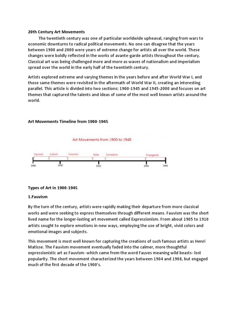 20th Century Art Movements | PDF | Paintings | Abstract Art