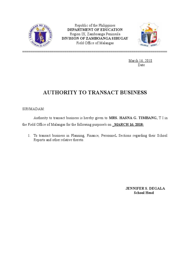 Authority To Transact Business | PDF
