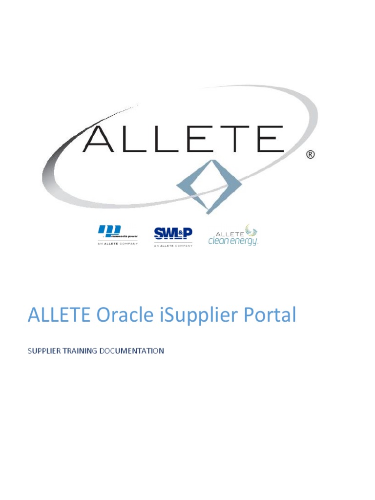Allete Oracle Isupplier Portal Training Guide | PDF | Password | Invoice