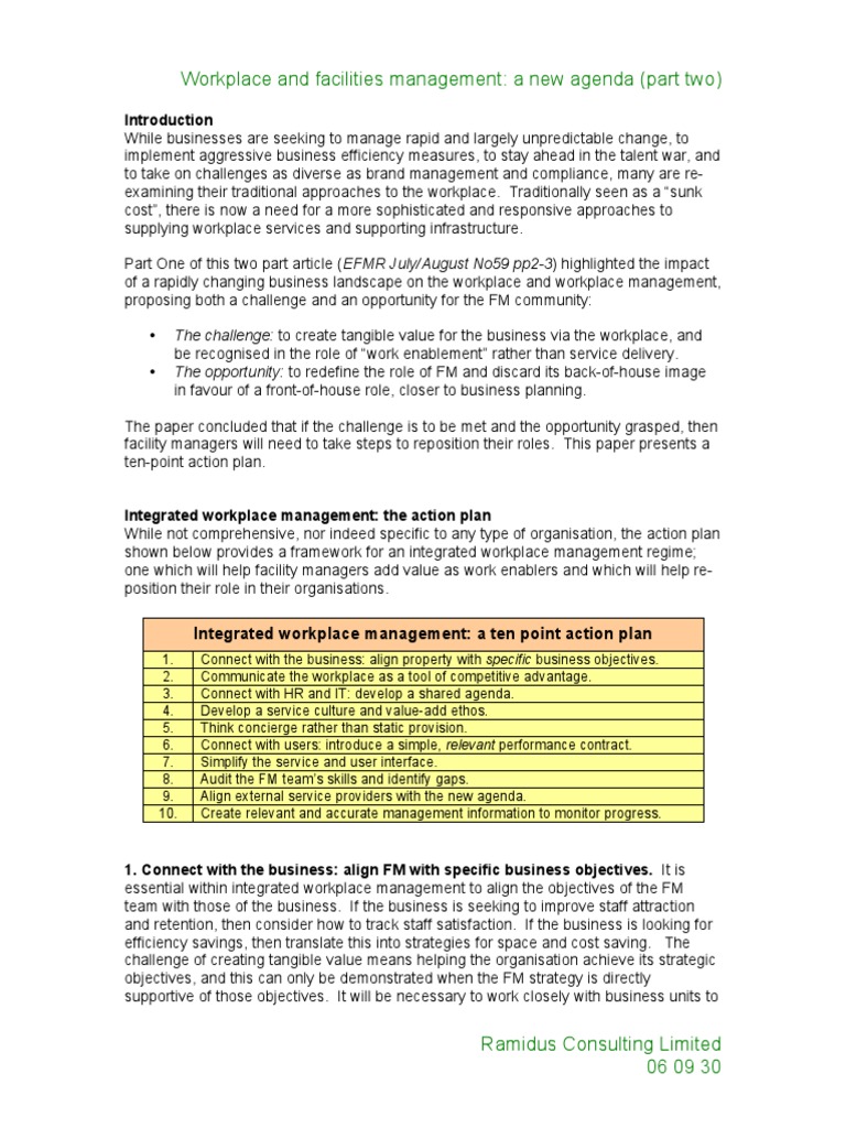 Integrated Workplace Management: A Ten-Point Action Plan for Redefining ...