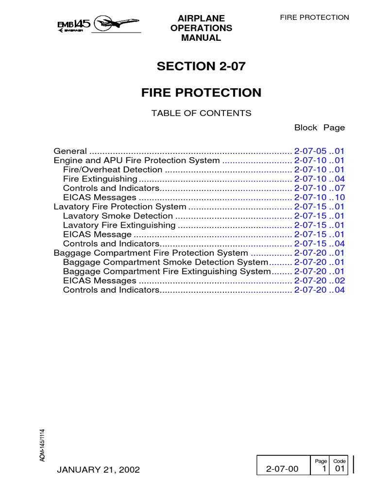 SECTION 2-07 Fire Protection: Airplane Operations Manual | PDF | Valve ...