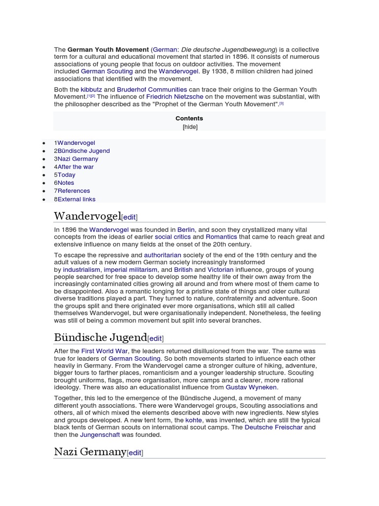 Wandervogel: (Hide) 1 2 3 4 5 6 7 8 | PDF | Youth Organizations | Germany