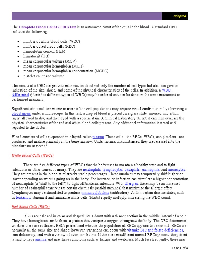 Complete Blood Count (CBC) Test: WBC Differential | PDF | White Blood ...