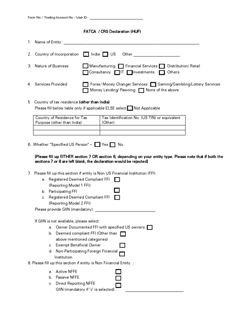 Declaration for FATCA/CRS Compliance and Ultimate Beneficial Ownership ...