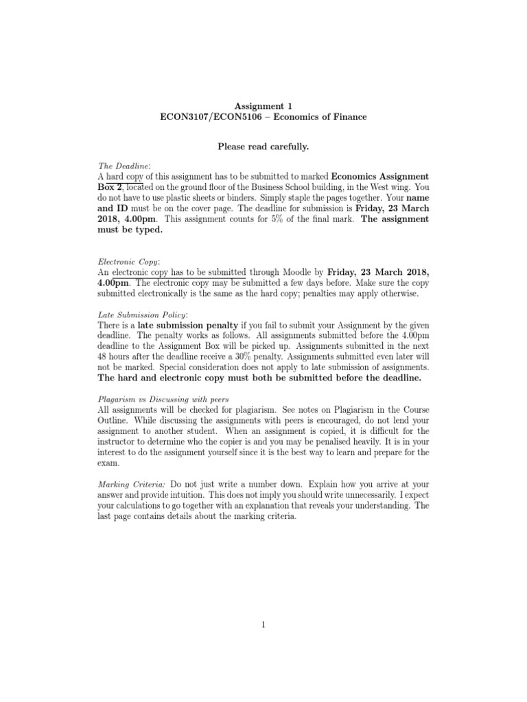 Assignment 1 | PDF | Arbitrage | Business