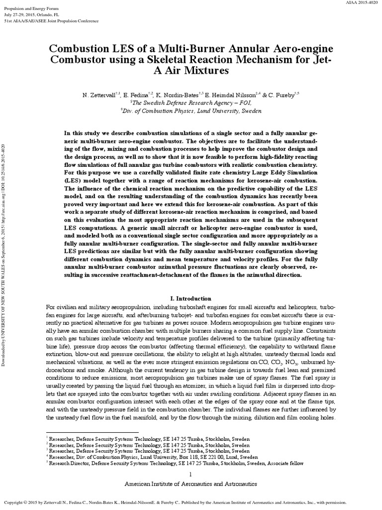 Combustion LES of A Multi-Burner Annular Aero-Engine Combustor Using A Skeletal Reaction ...