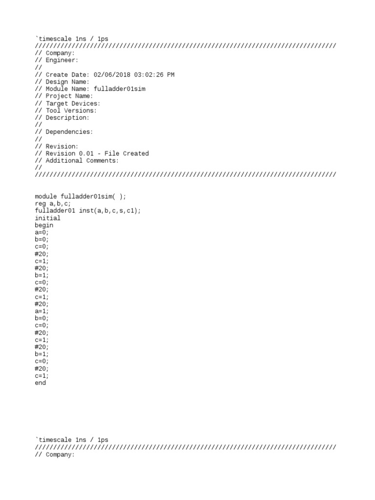 Full Adder Verilog Code | PDF