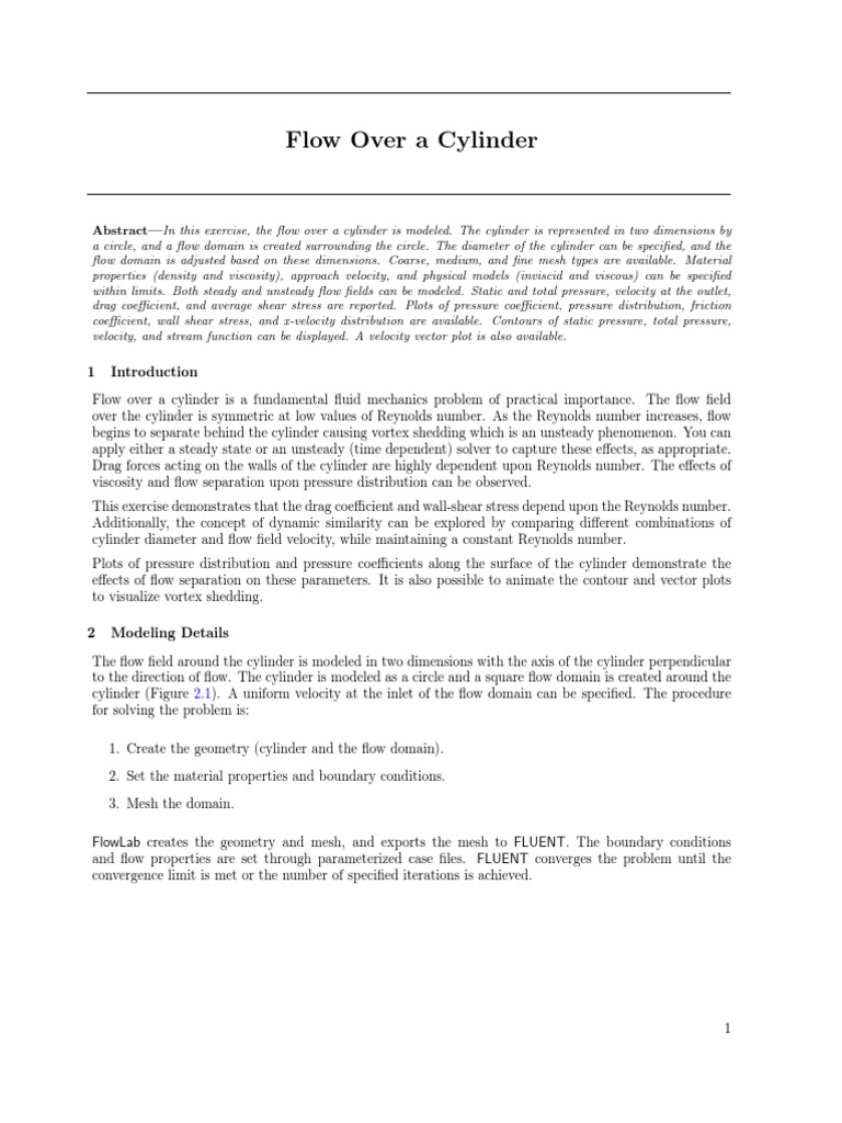 Cylinder Tutorial | PDF | Drag (Physics) | Reynolds Number