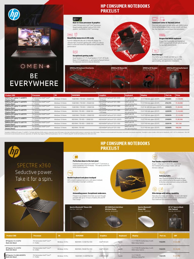 HP Laptop Price List | PDF | Laptop | Solid State Drive
