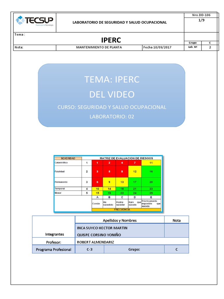 IPERC | Riesgo | Seguridad
