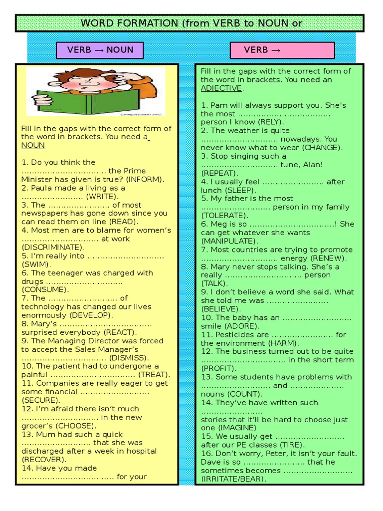 Word Formation (From Verb To Noun or | PDF | Verb | Adjective