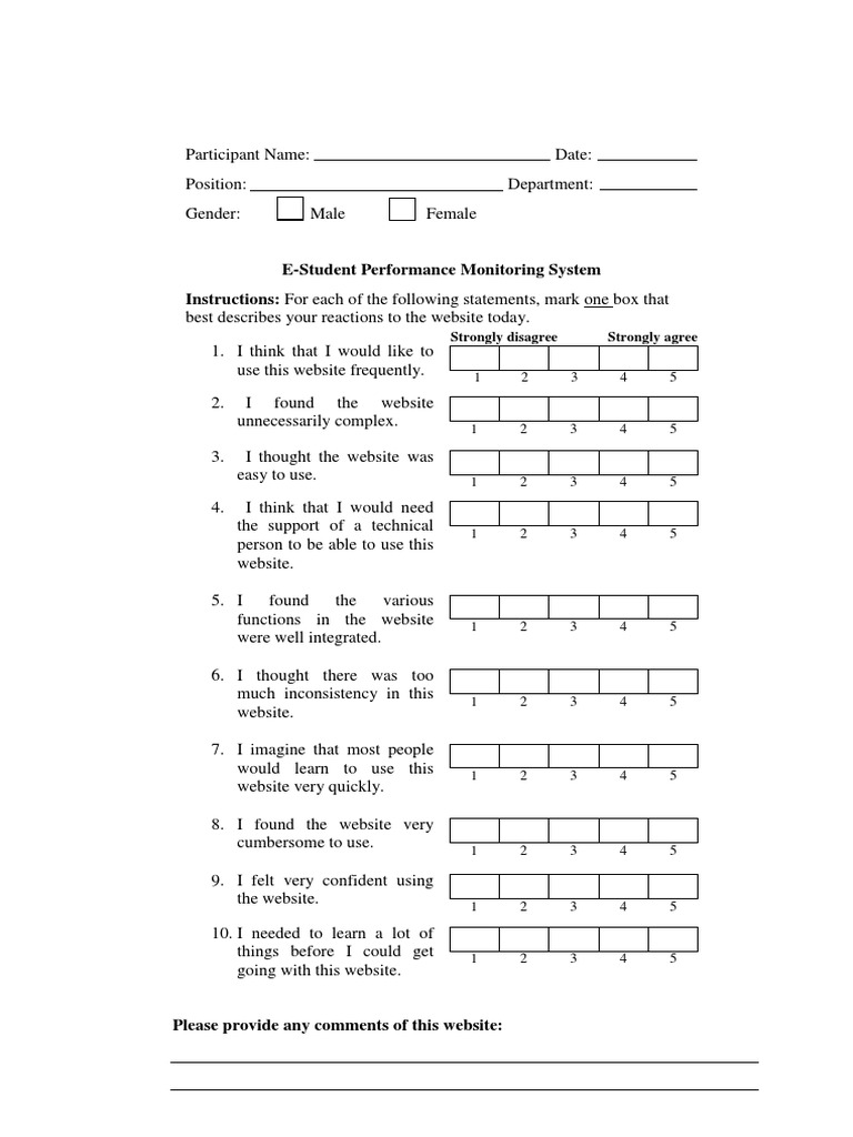 E-Student Performance Monitoring System Instructions: For Each of The ...